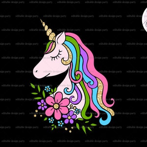 INSTANT DOWNLOAD Unicorn Face Clipart, Unicorn Vector, Unicorn Image ...