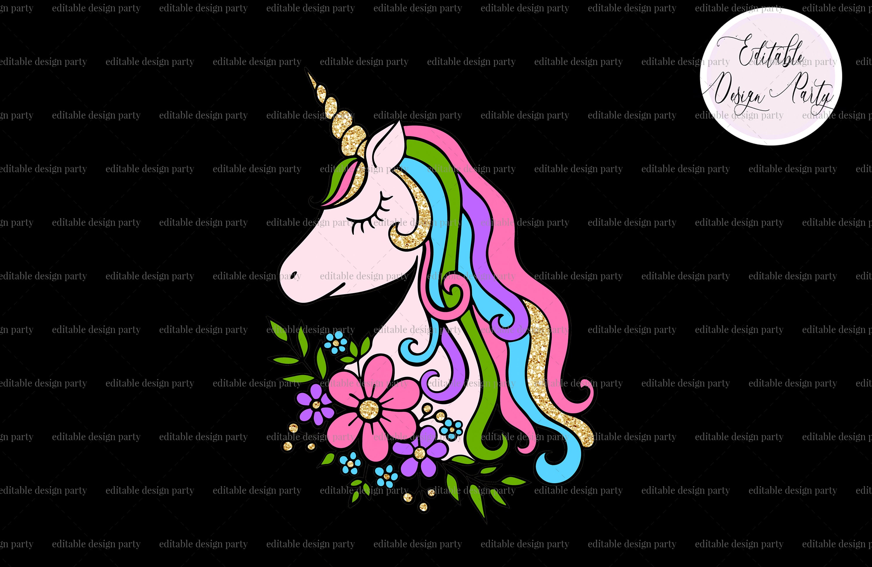 INSTANT DOWNLOAD Unicorn Face Clipart, Unicorn Vector, Unicorn Image ...