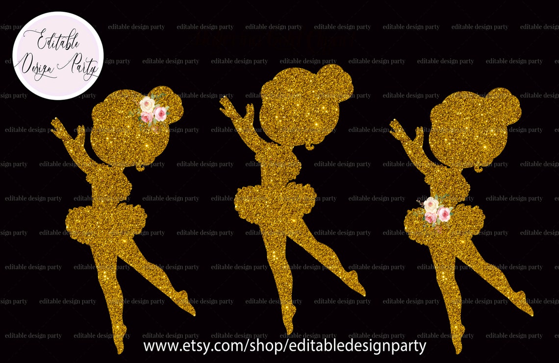 INSTANT DOWNLOAD Ballerina Gold Clipart Ballerina Silhouette Clipart ...