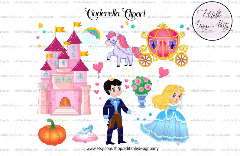 INSTANT DOWNLOAD Cinderella Clipart, Princess Clipart, Princess Vector ...