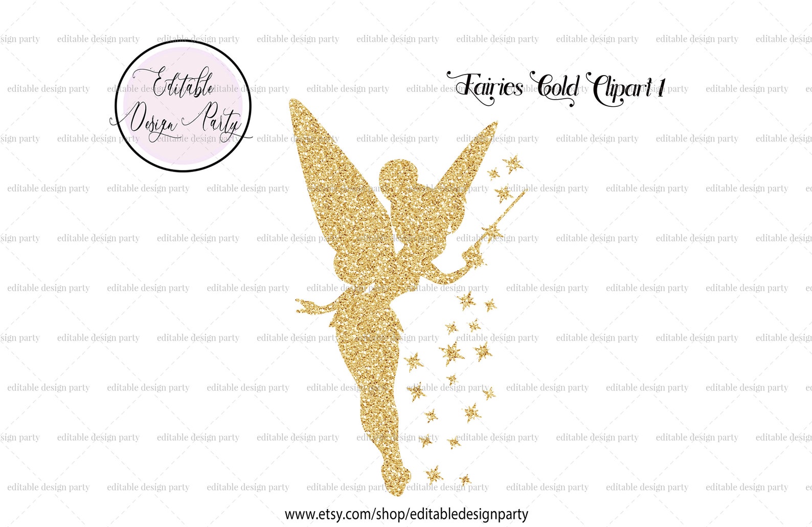 INSTANT DOWNLOAD Fairies Gold Clipart, Fairies Glitter Image, Fairies ...