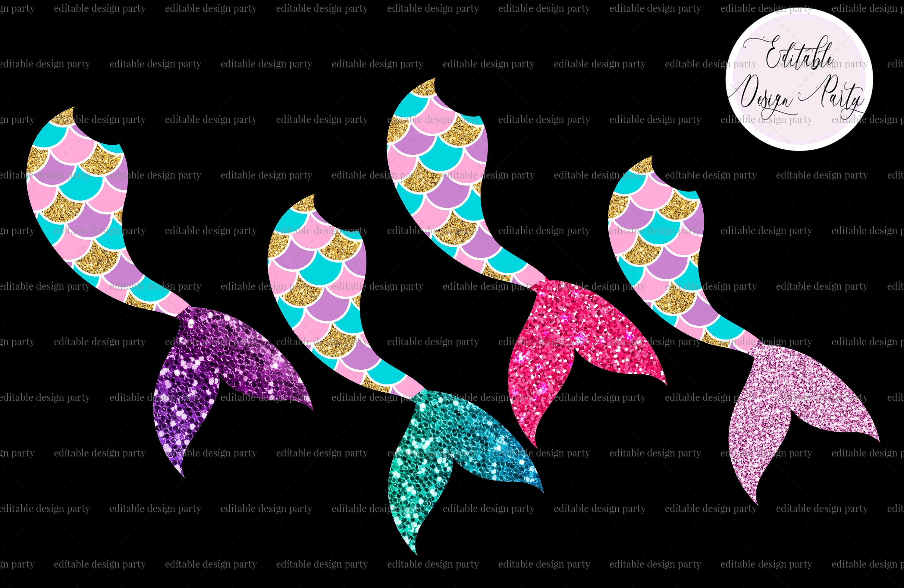 INSTANT DOWNLOAD Mermaid Clipart, Mermaid Tail, Glitter Clipart ...
