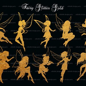 INSTANT DOWNLOAD Fairies Glitter, Gold Clipart, Fairies Glitter ...