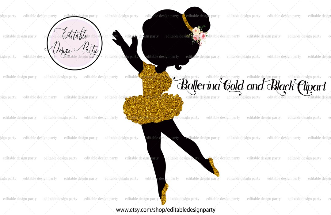 INSTANT DOWNLOAD Ballerina Gold and Black Clipart Gold Ballerina ...