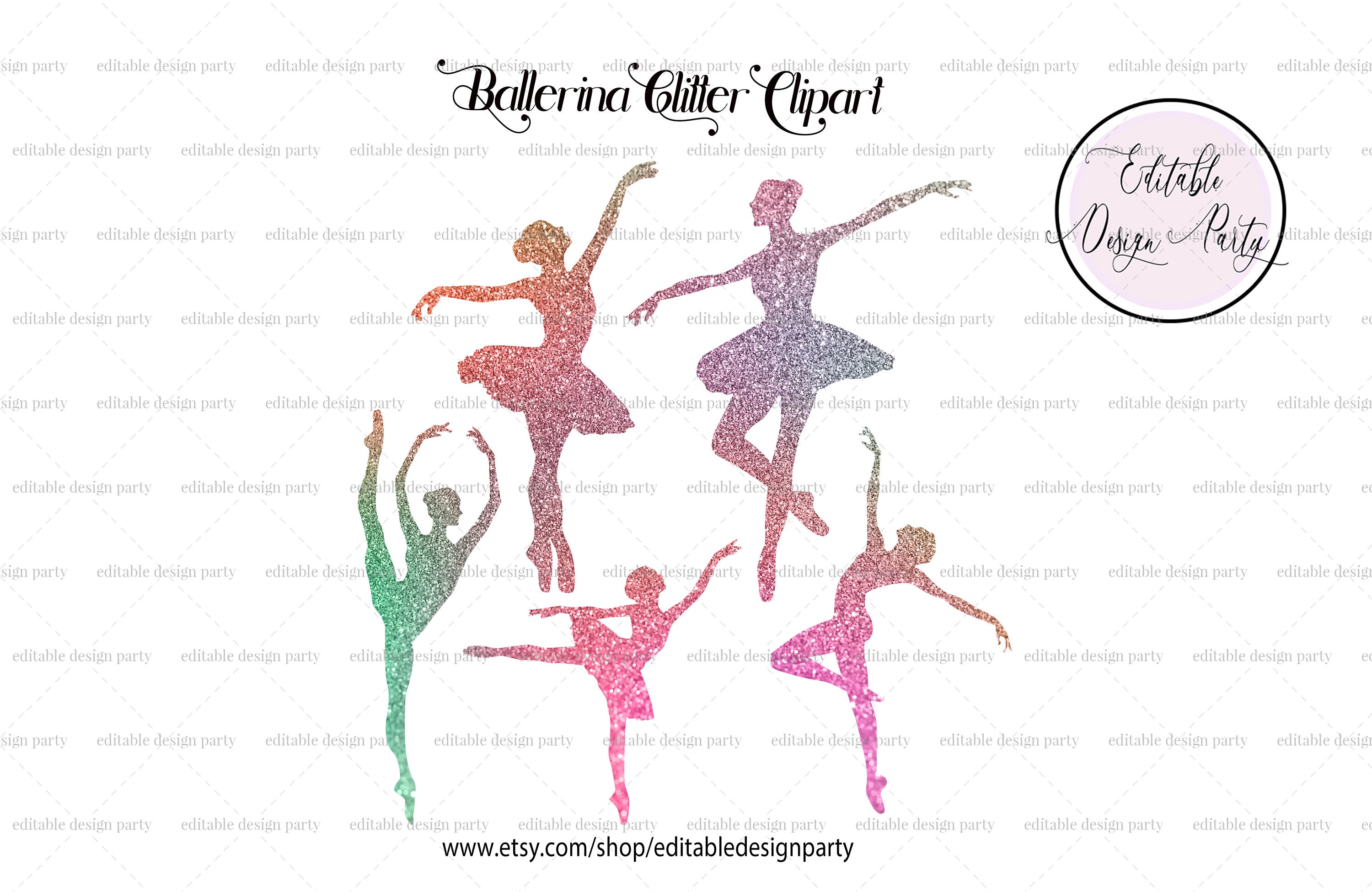 INSTANT DOWNLOAD Ballerina Glitter Clipart Ballerina Silhouette Clipart ...