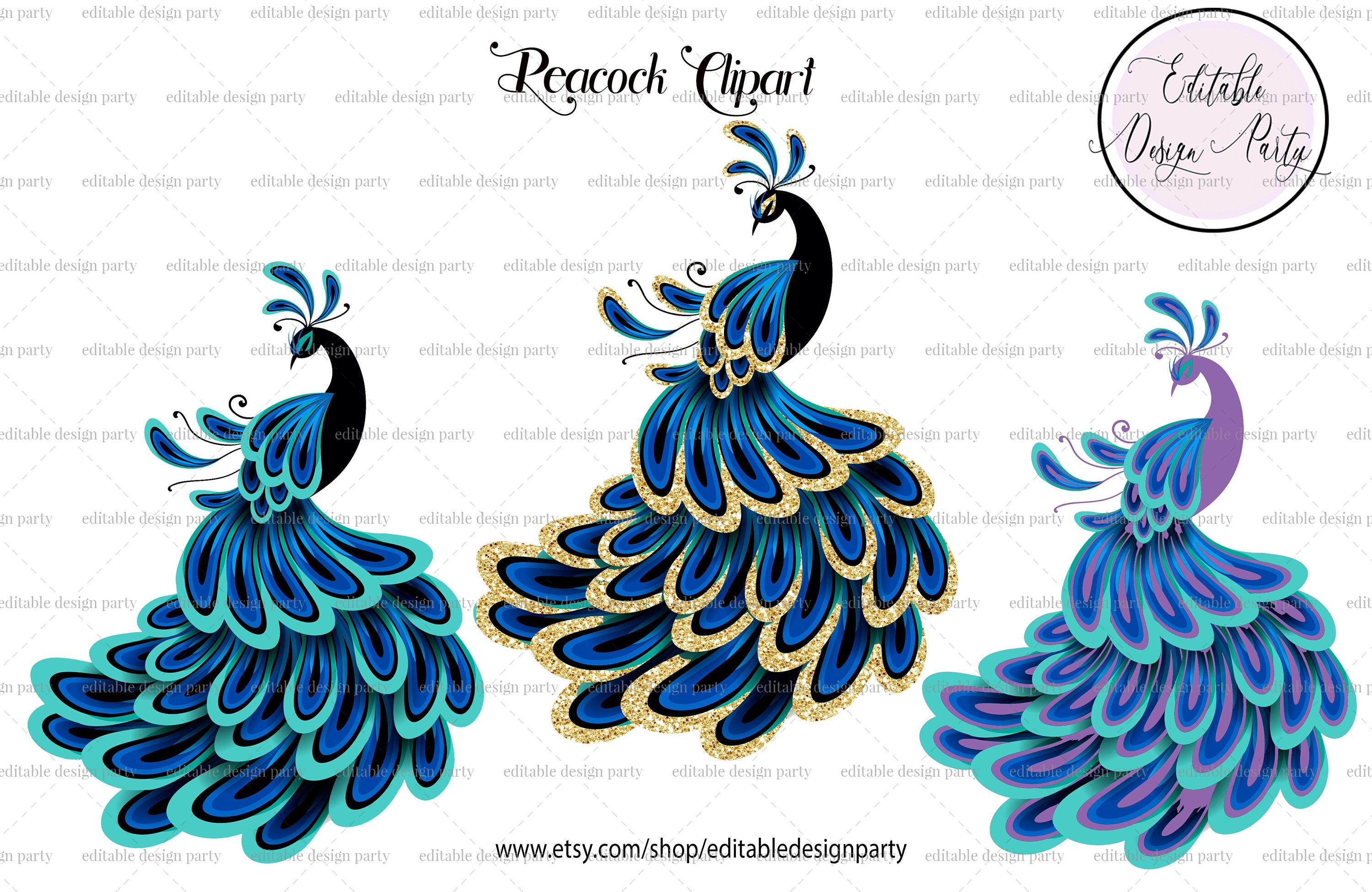 Instant Download Peacock Clipart Peacock Vector Peacock Image