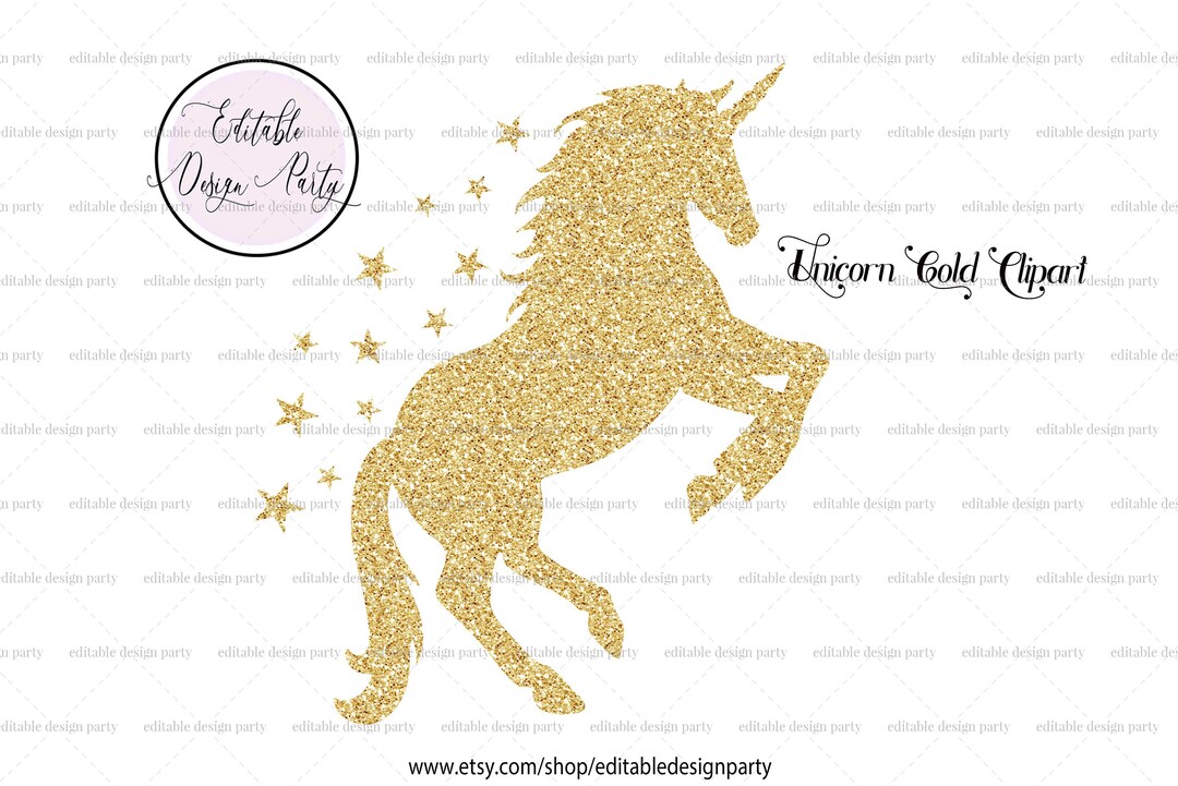 INSTANT DOWNLOAD Unicorn Gold Clipart, Unicorn Vector, Unicorn Glitter ...