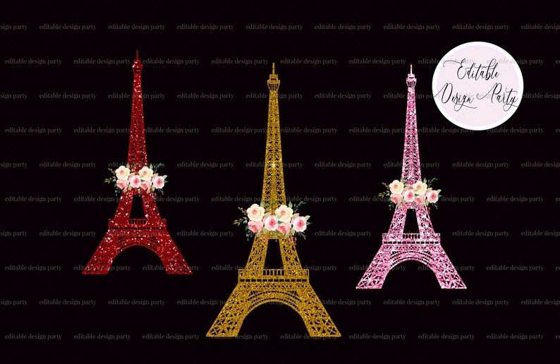 INSTANT DOWNLOAD Eiffel Tower Clipart Glitter Eiffel Tower Clipart ...