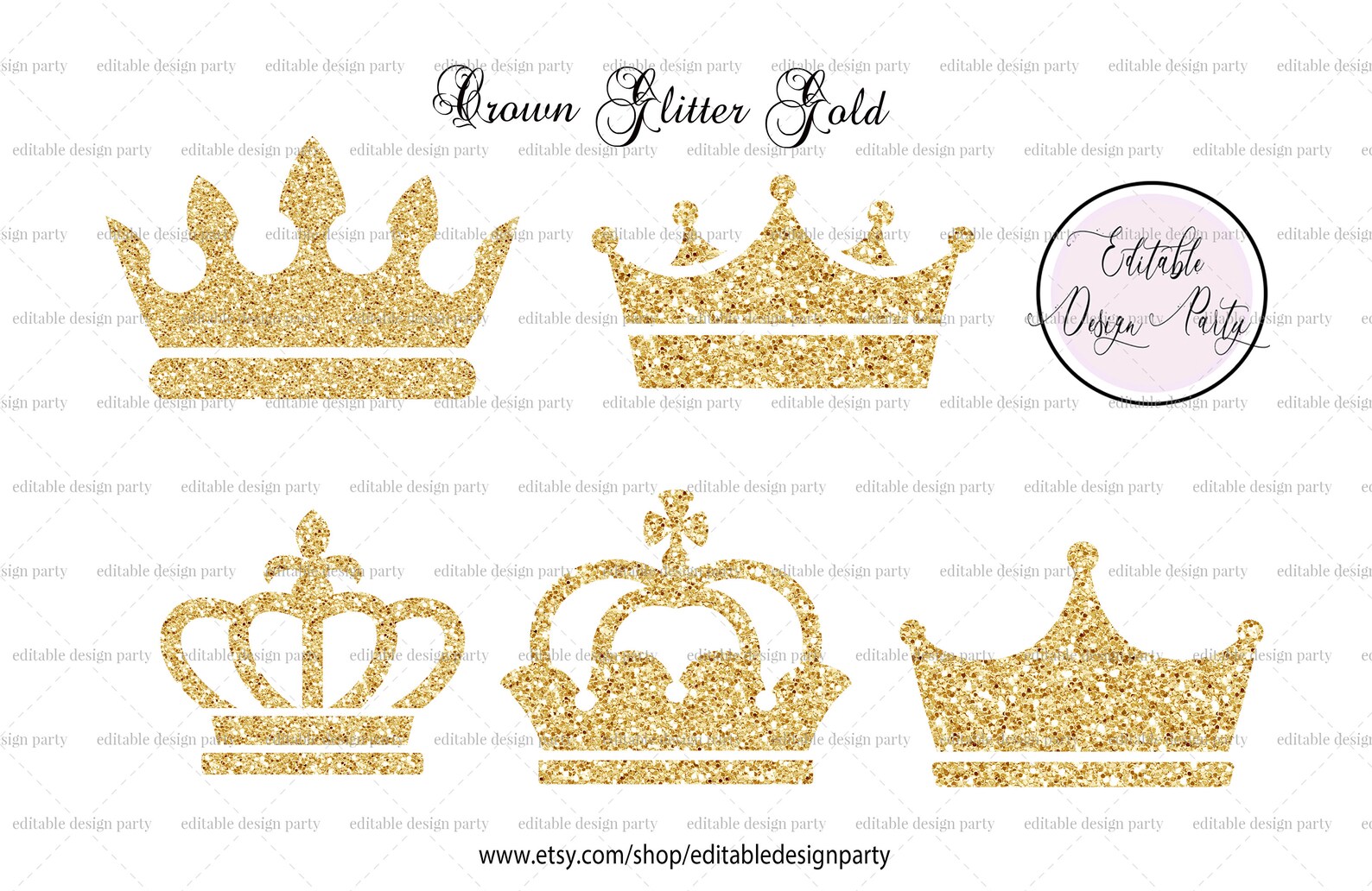 INSTANT DOWNLOAD Crown Glitter Gold Clipart Prince Crown Silhouette ...