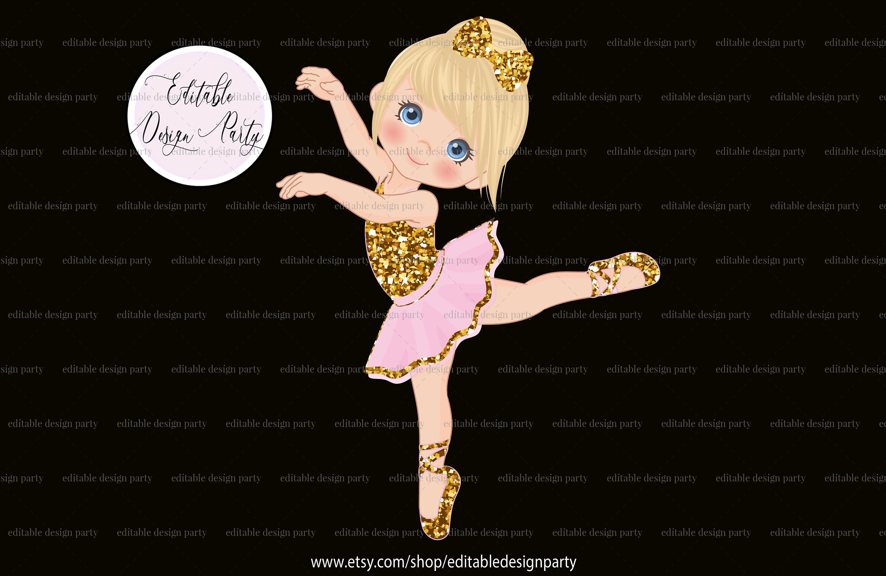 INSTANT DOWNLOAD Ballerina Pink and Gold Clipart Ballerina PNG ...