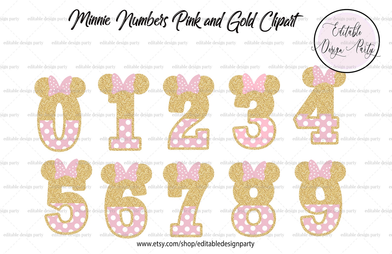 Instant Download, Minnie Numbers Clipart, Minnie Numbers PNG, Minnie ...