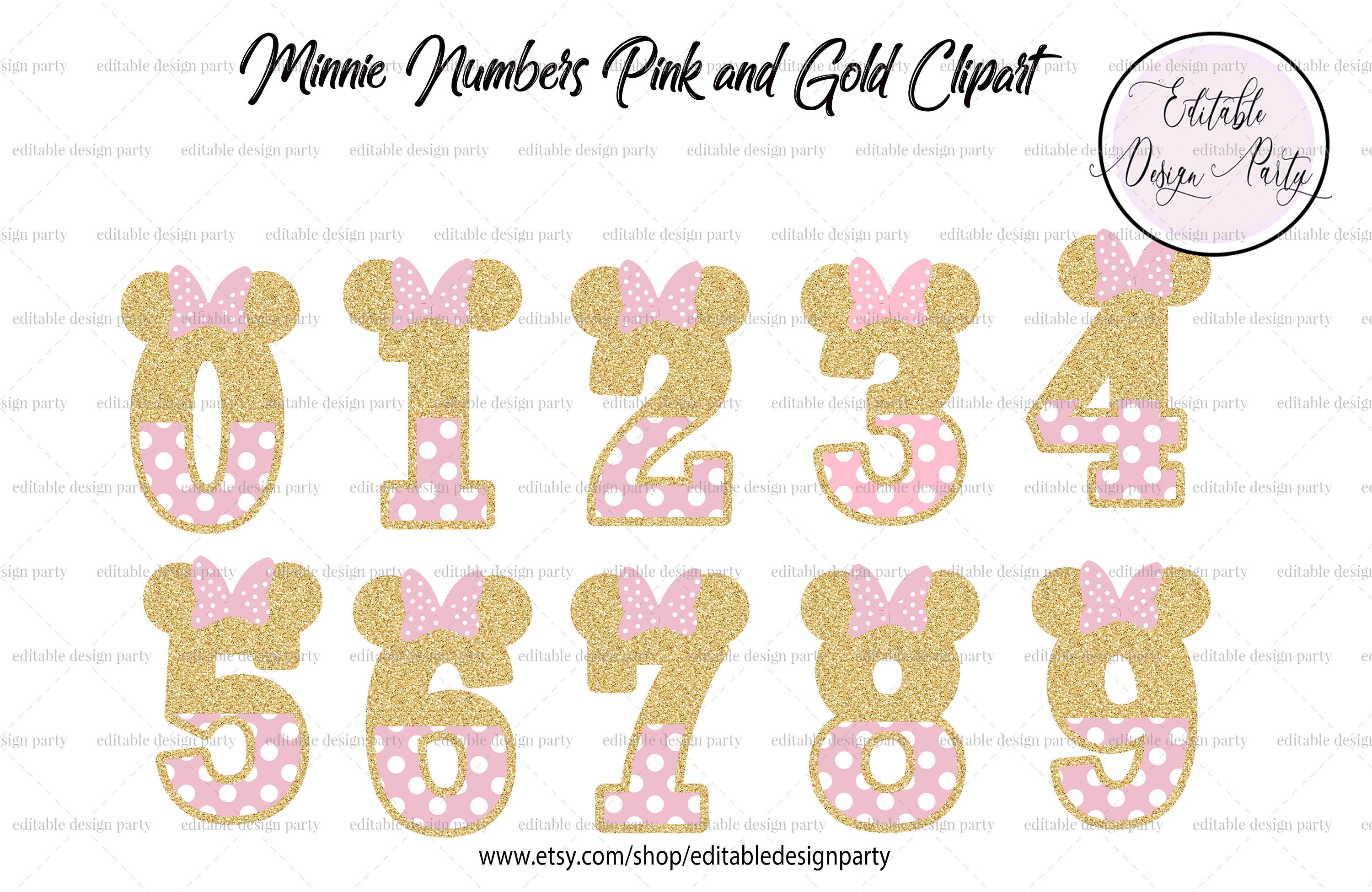 Instant Download, Minnie Numbers Clipart, Minnie Numbers PNG, Minnie ...