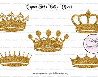 INSTANT DOWNLOAD Crown Glitter Gold Clipart Prince Crown | Etsy