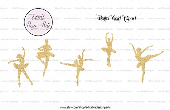 INSTANT DOWNLOAD Ballet Gold Clipart Ballerina Image | Etsy
