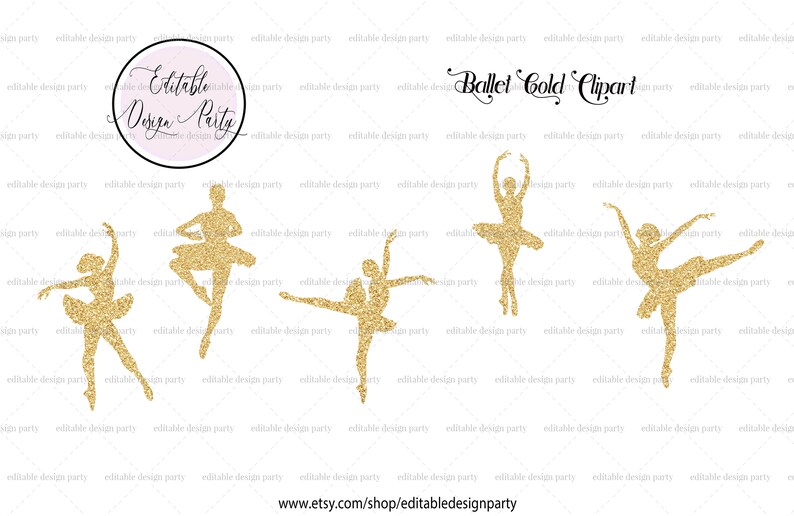 INSTANT DOWNLOAD Ballet Gold Clipart, Ballerina Image, Ballerina ...