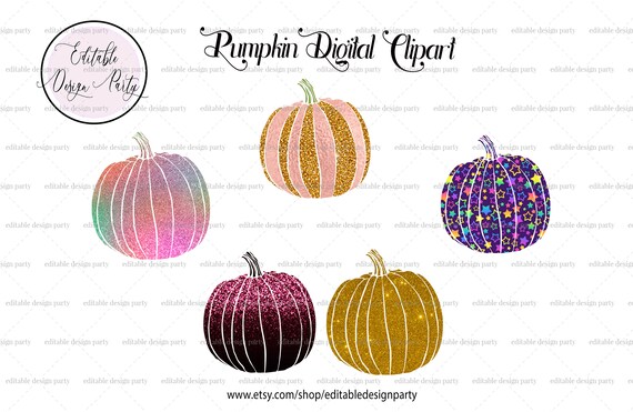 Pumpkin Clipart Cute Pumpkin Glitter Pumpkin Clip Art - Etsy