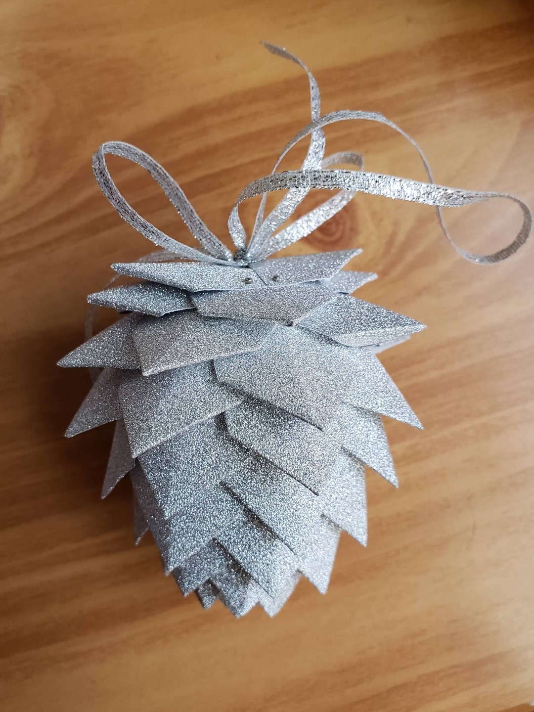 Silver Glitter Paper Pinecone - Glittery - Sparkles - Silver Theme ...