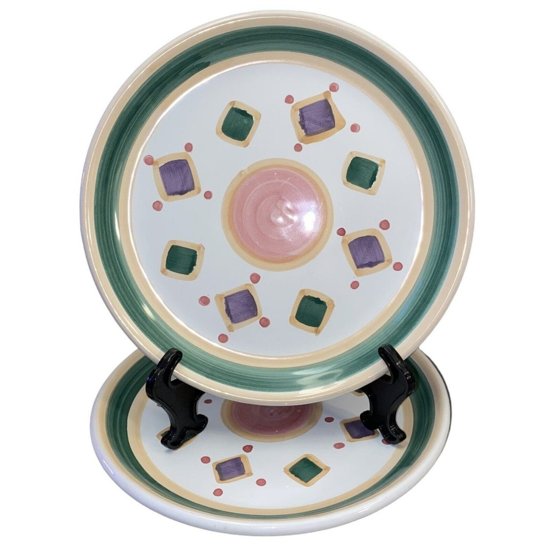 Belvidere by Caleca 2 8 Salad Plates Italian Pottery Vintage Pastel ...