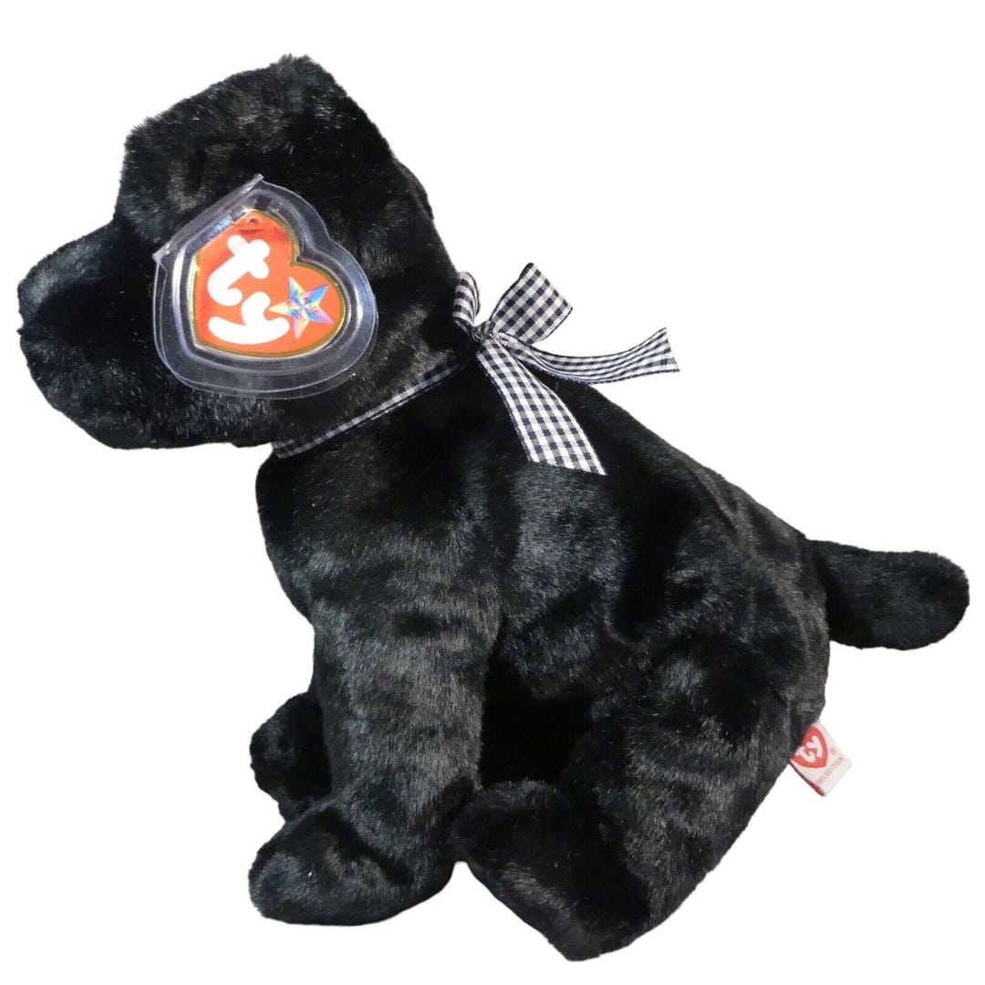 Ty Beanie Buddy 9.5 Luke the Black Lab Gingham Plush Toy Stuffed Animal ...