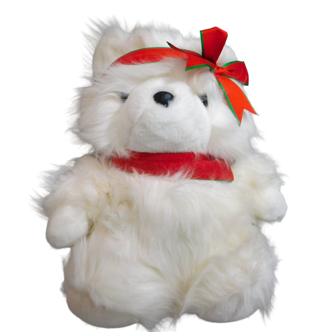 Mrs Santa Bear 1987 Girl Fuzzy Bear MB Collar Vintage Plush - Etsy