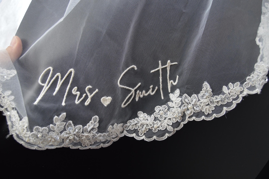Custom Embroidered Wedding Veil With Lace and Bead Pearl Edge Design ...