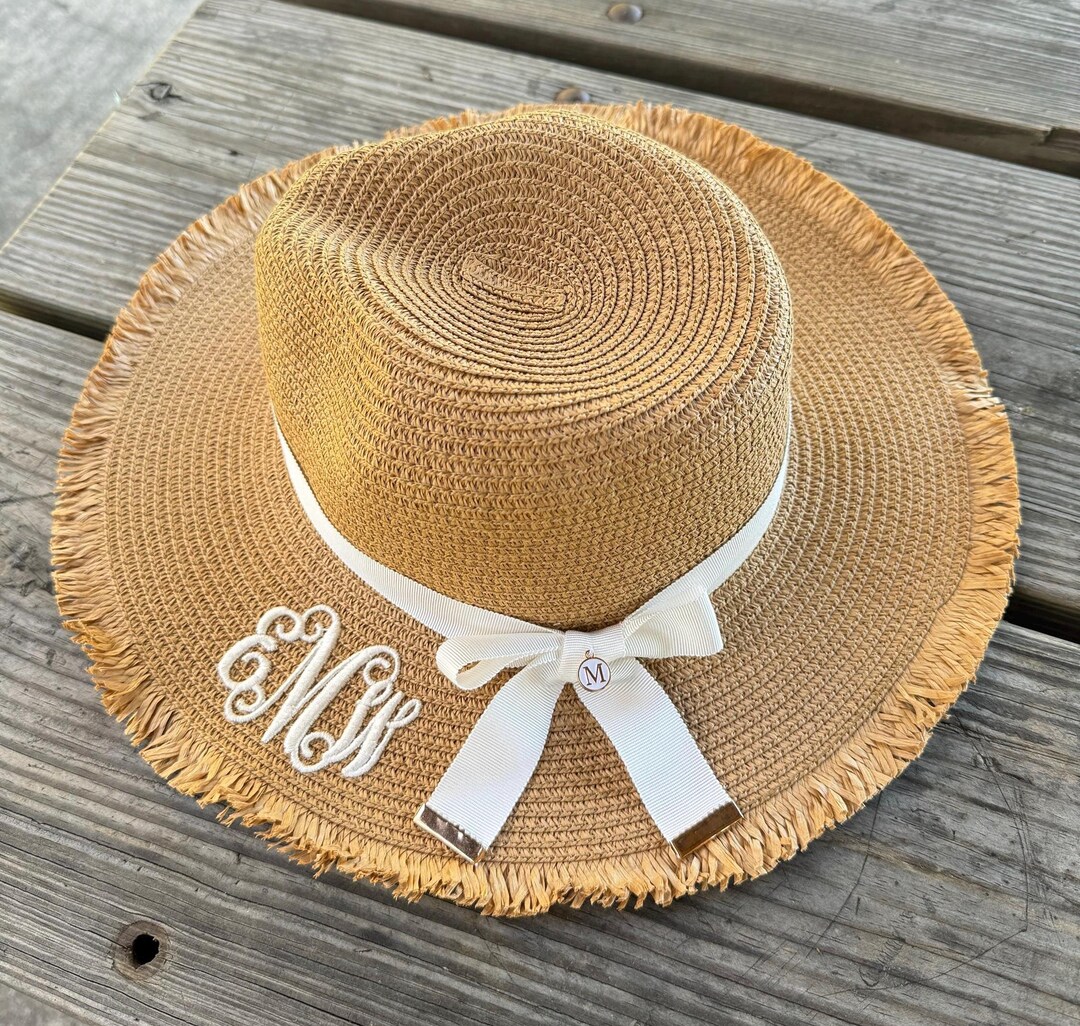 3D Puff Monogrammed Custom Hat Resort Bridal Mrs Sun Hat Floppy Beach ...