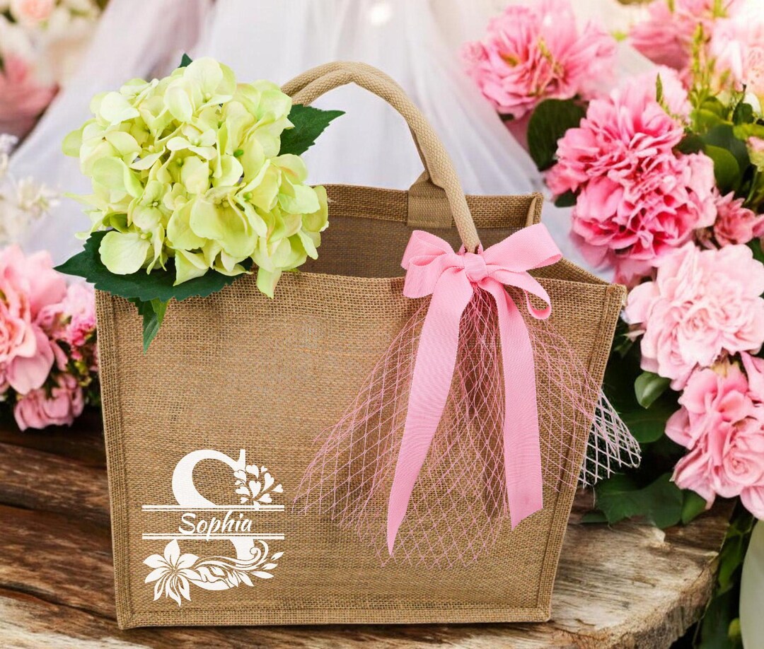 Large Wedding Welcome Bags With Monogram Bird Cage Veil ,wedding Favor ...