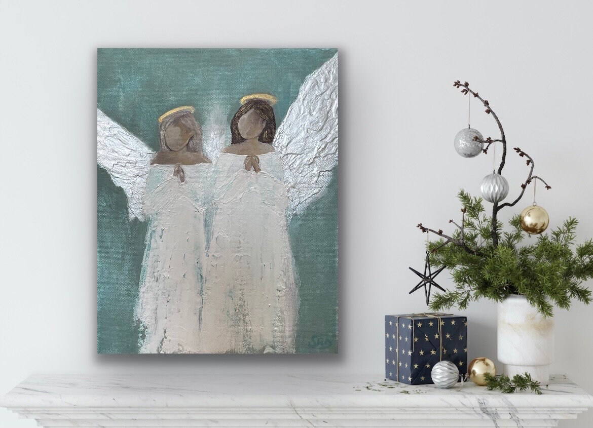 Abounding Love, Angels, Original Painting, One of a Kind, Mixed Media ...