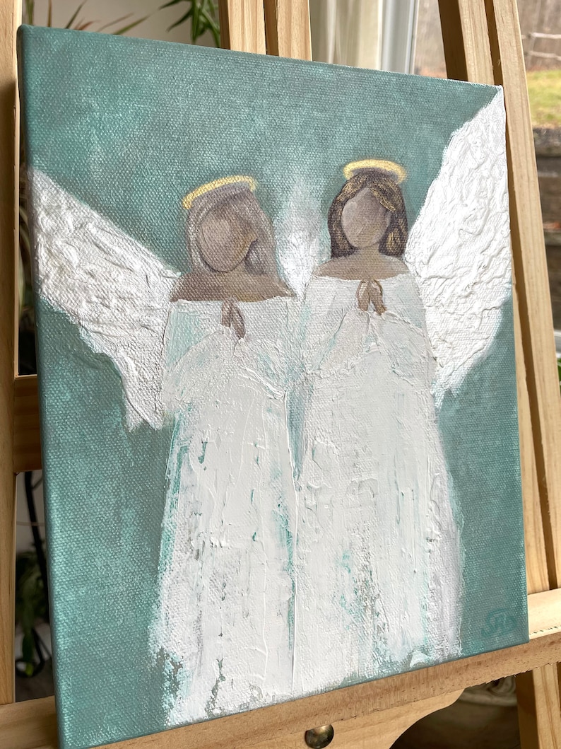 Abounding Love, Angels, Original Painting, One of a Kind, Mixed Media ...