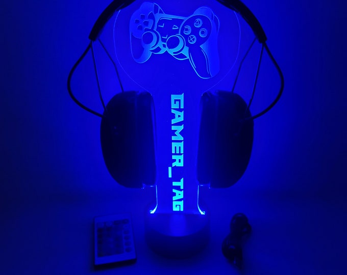 Personalized LED Gamer Tag Light - Customizable Headphone Stand - Etsy