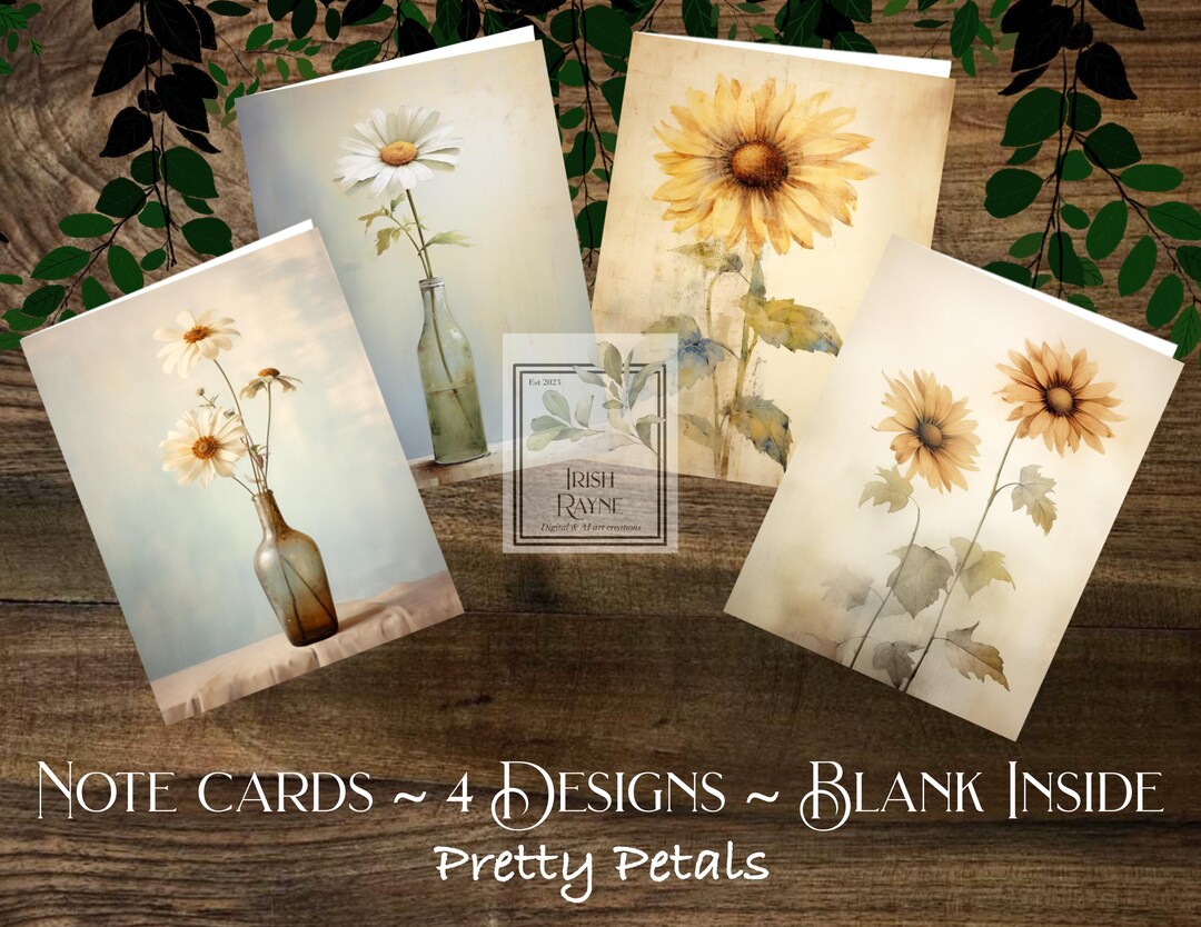 Printable Note Cards - Blank Inside - Pretty Petals - Etsy