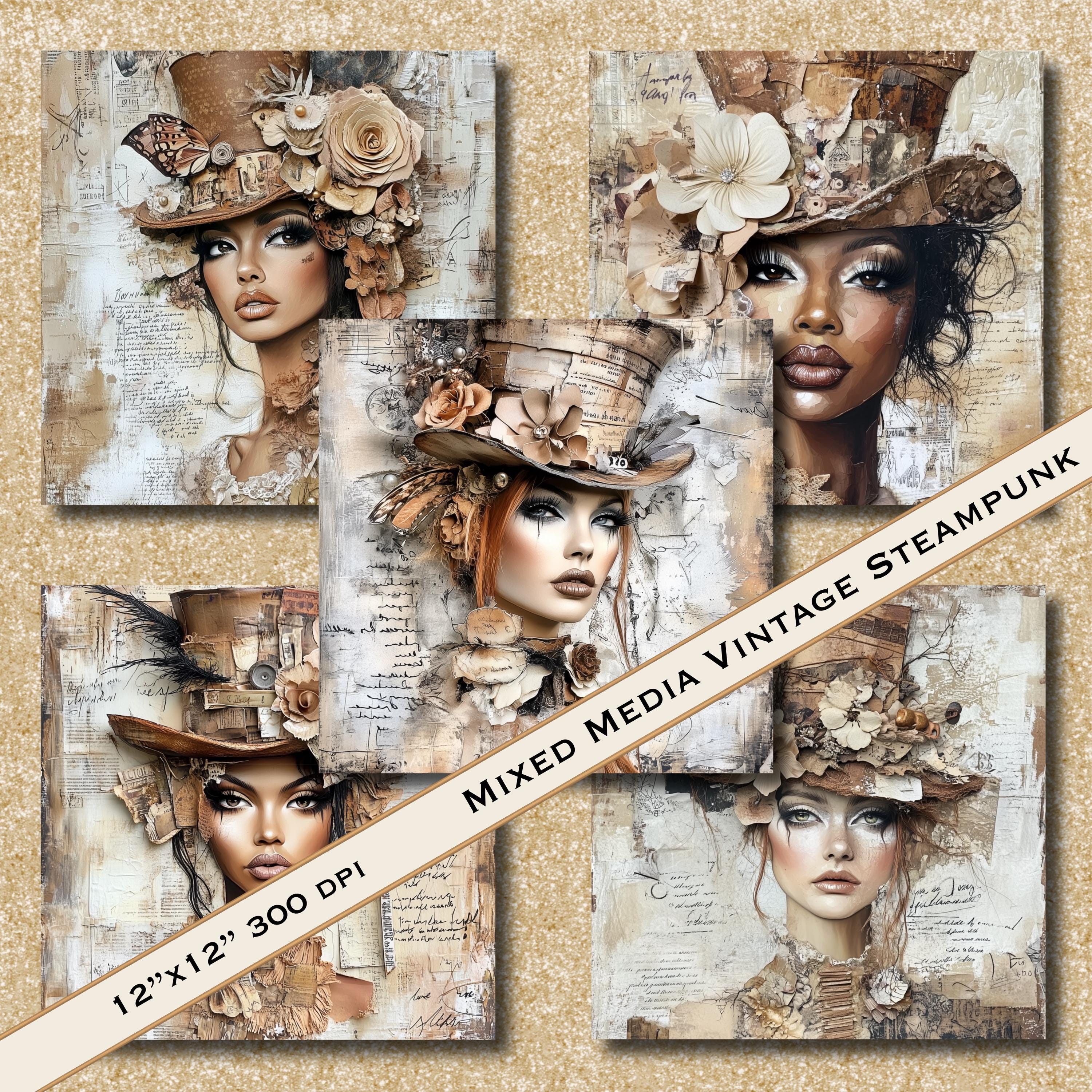 Mixed Media Vintage Steampunk Decoupage Scrapbook Paper 12x12 - Etsy