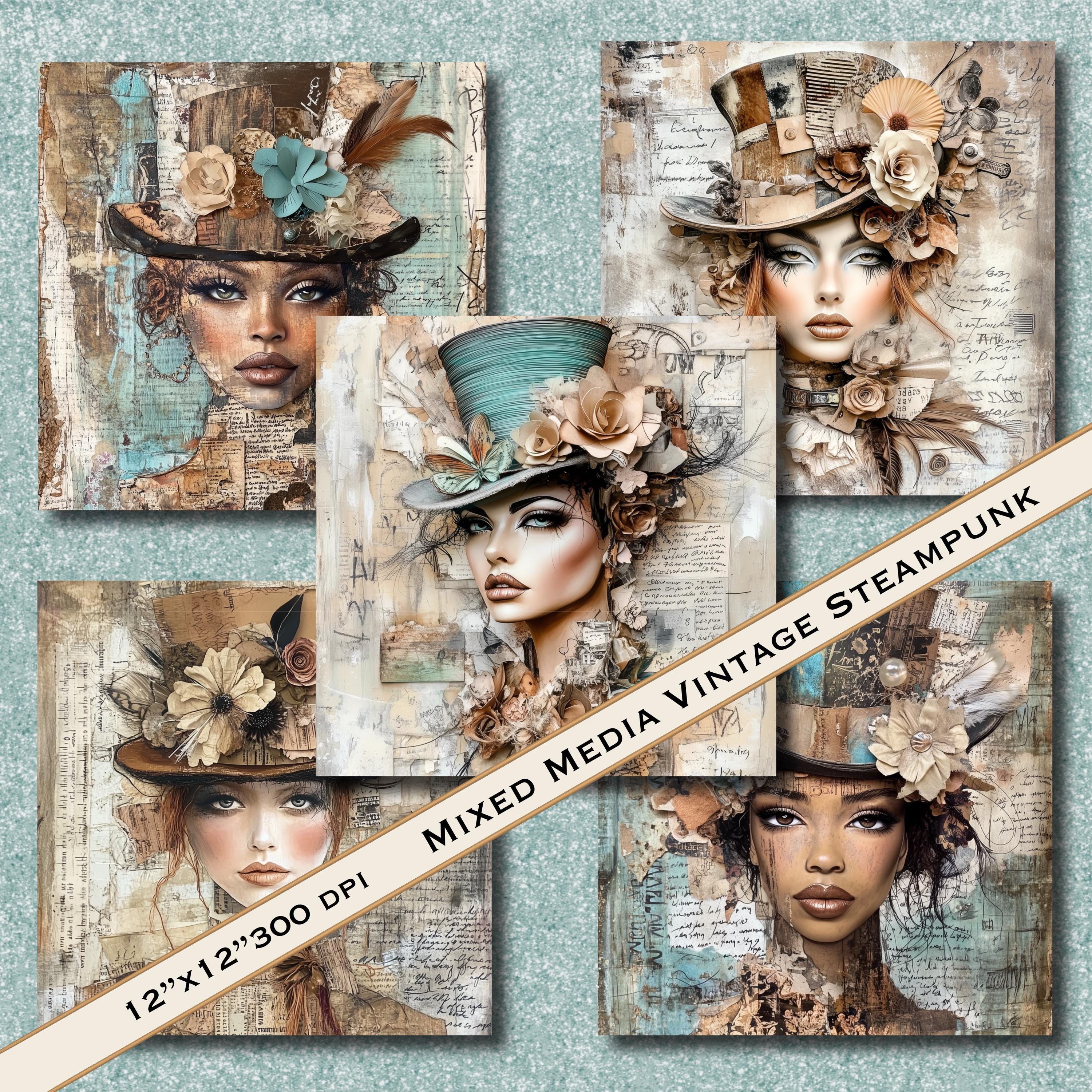 Mixed Media Vintage Steampunk Decoupage Scrapbook Paper 12x12 - Etsy
