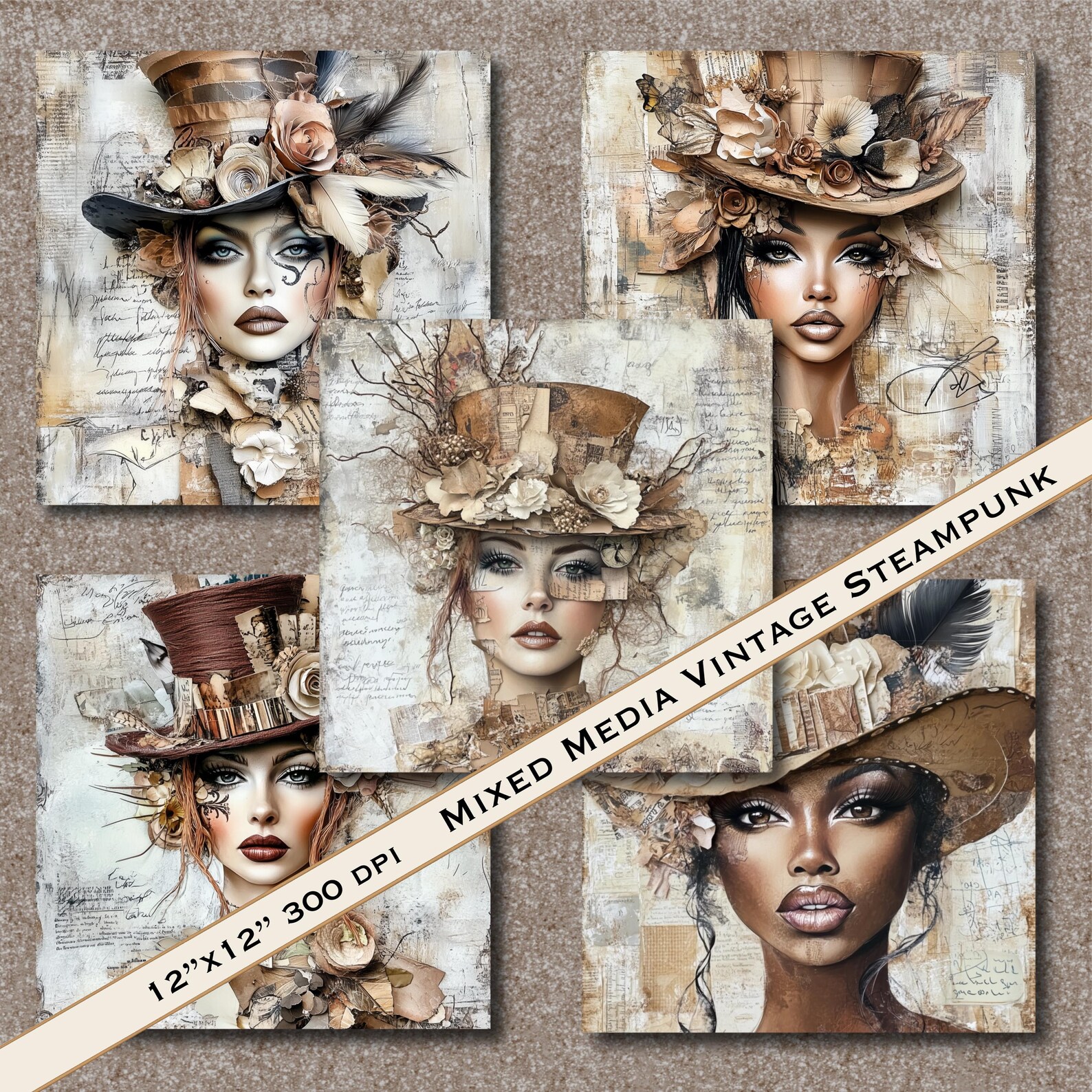 Mixed Media Vintage Steampunk Decoupage Scrapbook Paper 12x12 - Etsy