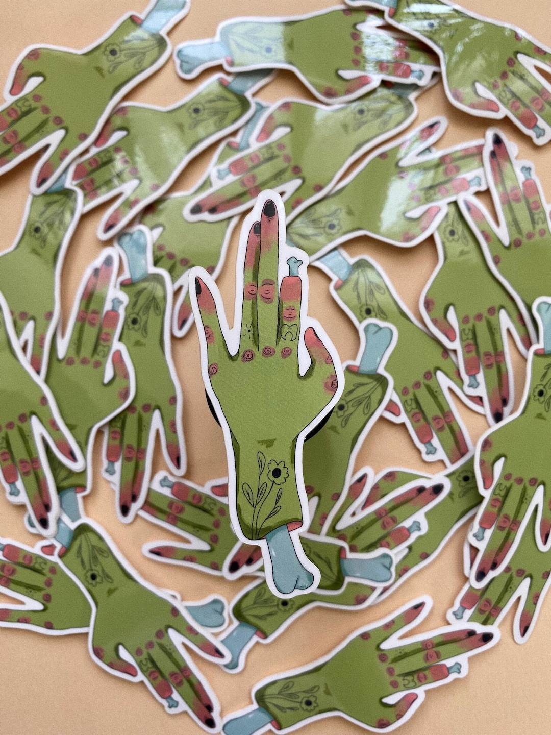 Spooky Green Hand Vinyl Sticker - Etsy