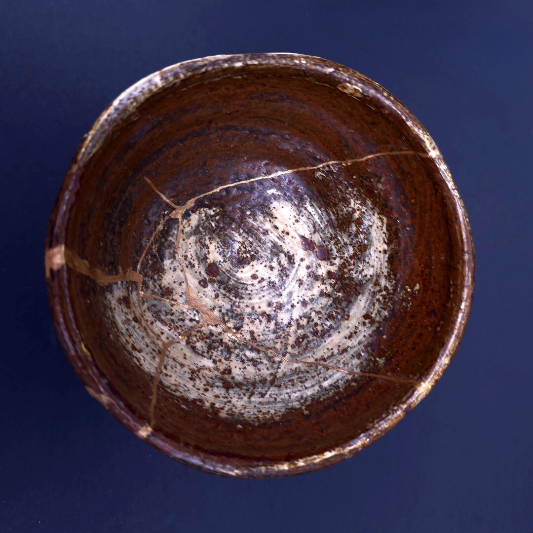 Authentic Hon Kintsugi Dakbun Tea Bowl - Traditional 24K Gold Repair ...