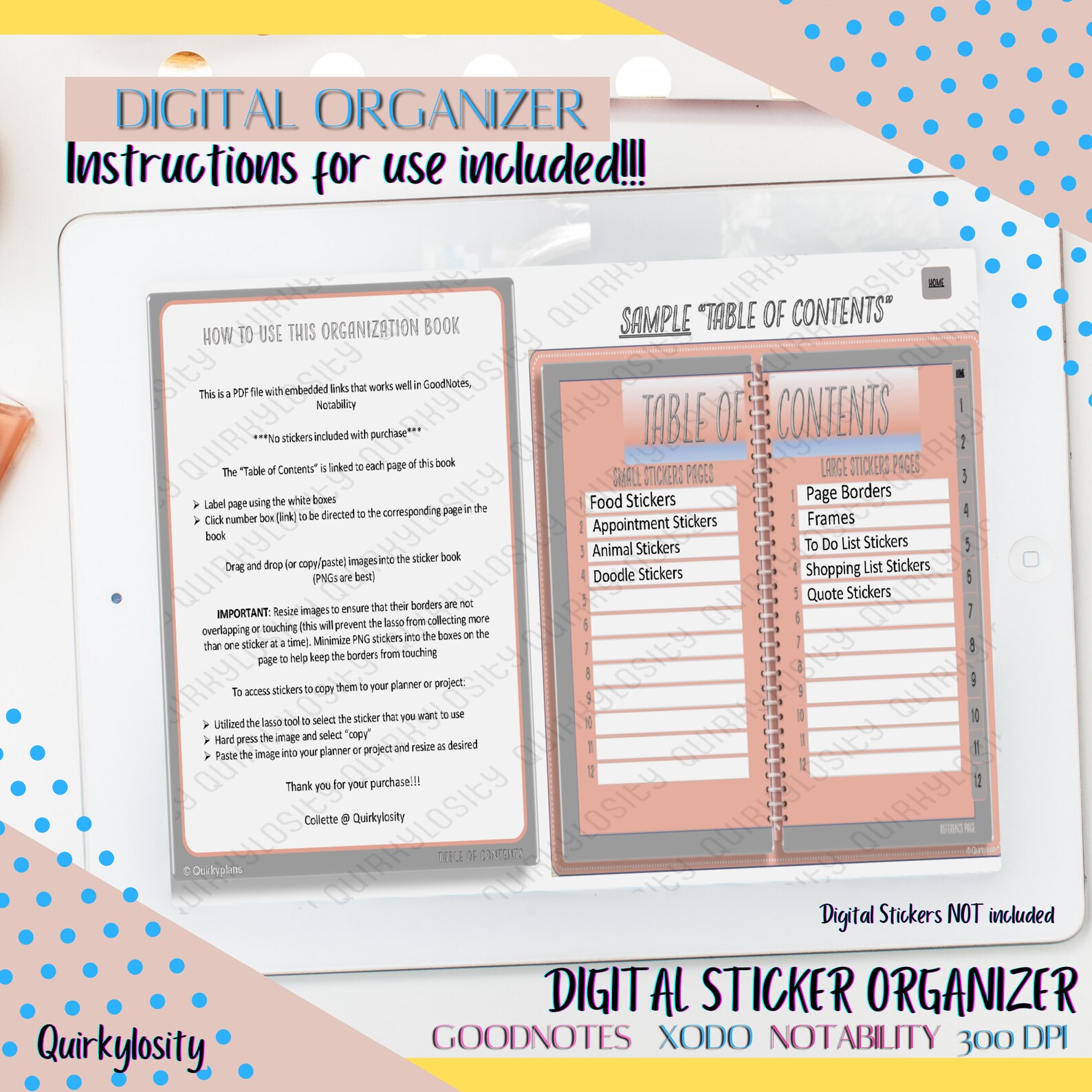 Digital Planner Sticker Organizer, Goodnotes, Notability, Sticker ...