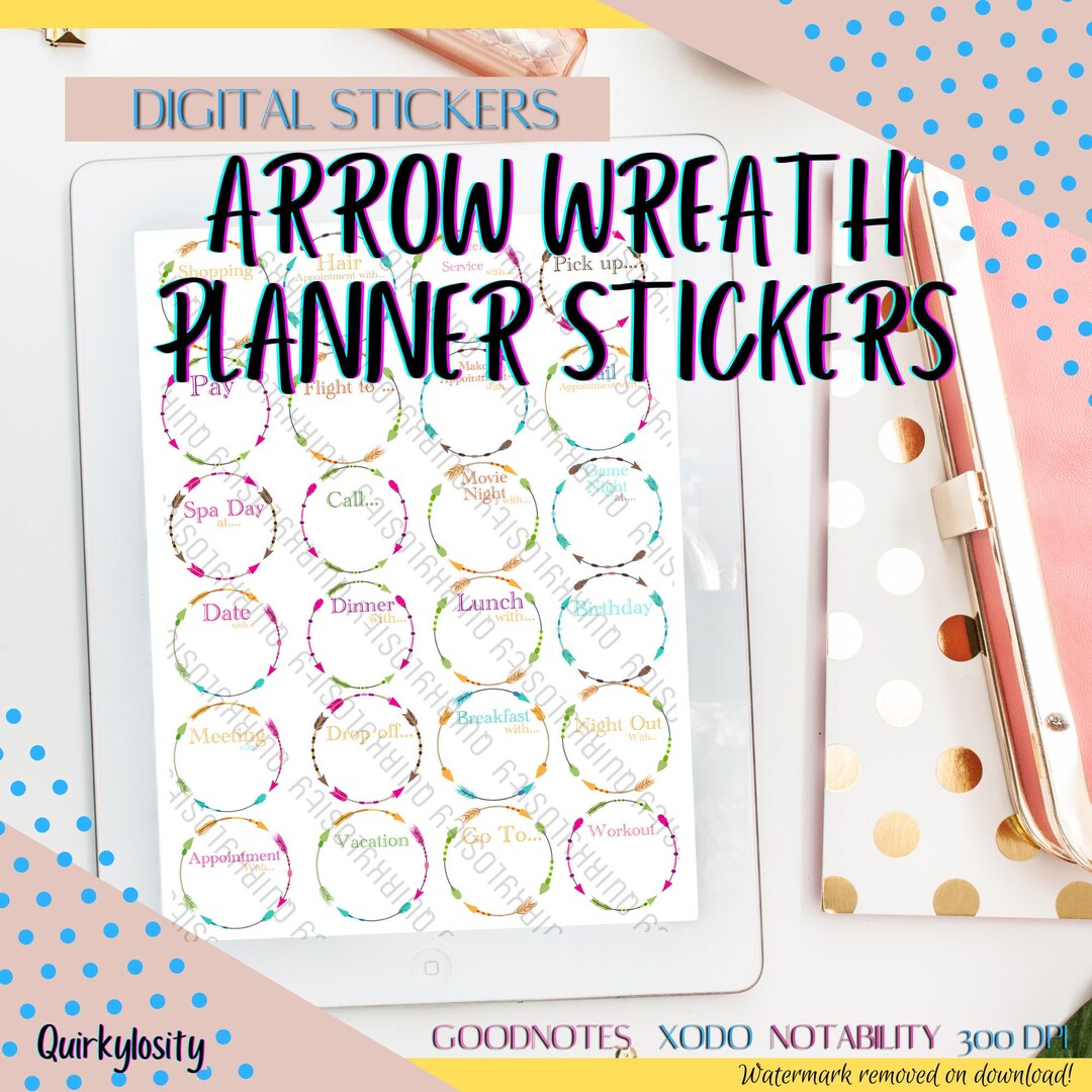 Colorful Arrow Wreath Planner Stickers Digital Planner Stickers ...