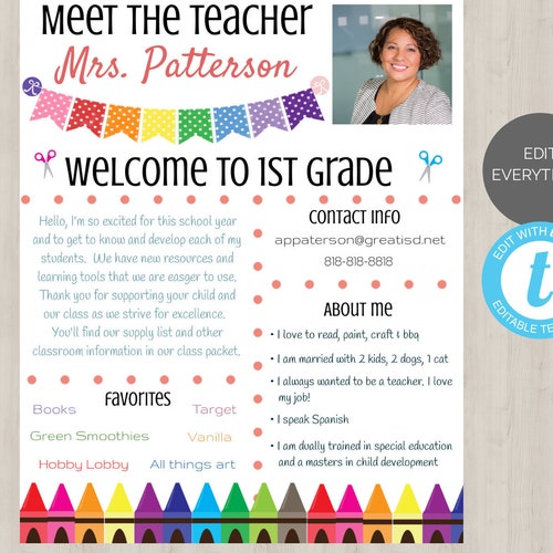 Editable School Newsletter Meet the Teacher Template Instant - Etsy