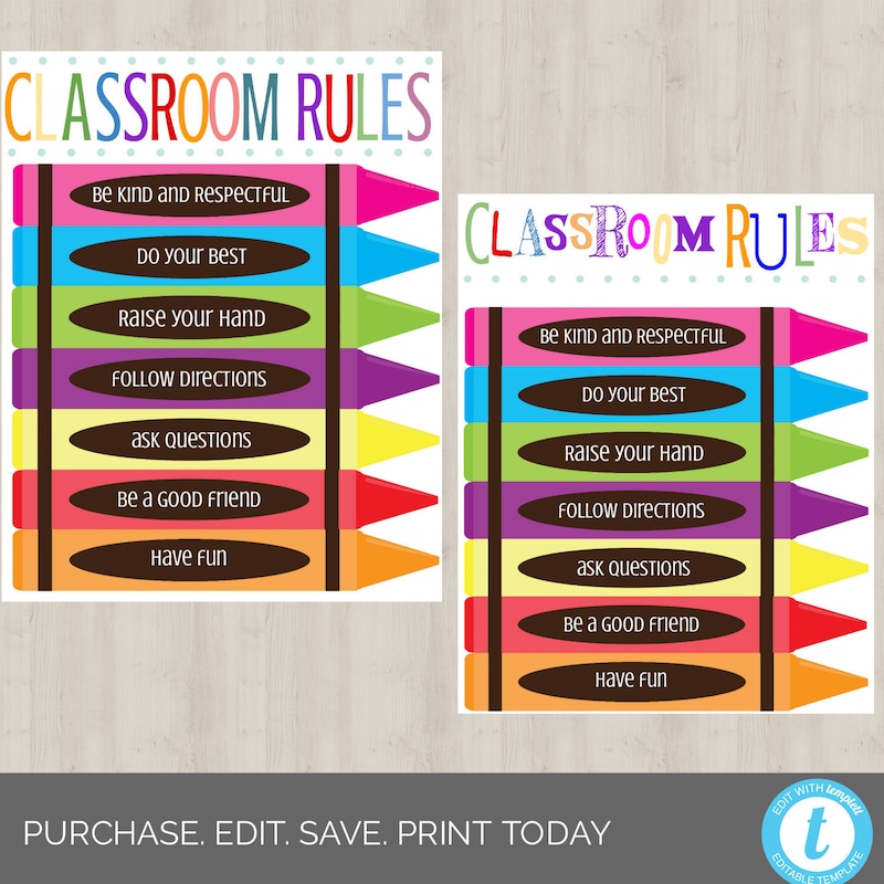 Classroom Rules Sign - Etsy