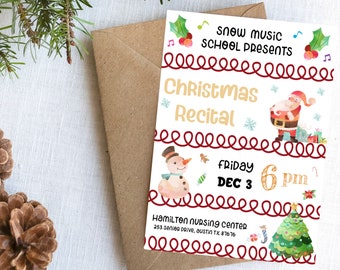 CHRISTMAS RECITAL PROGRAM & Comment Card-pretty Poinsettia - Etsy