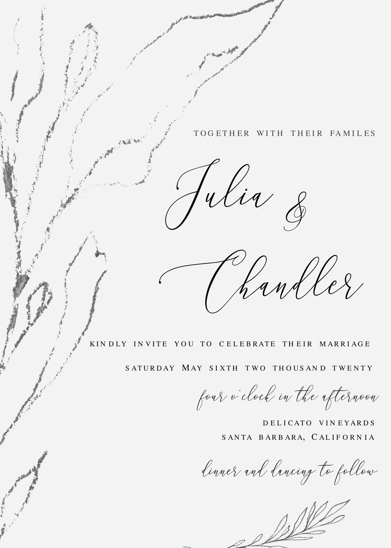 Fine Art Hand Drawn Leaf Stem Sketch Wedding Suite Pencil - Etsy