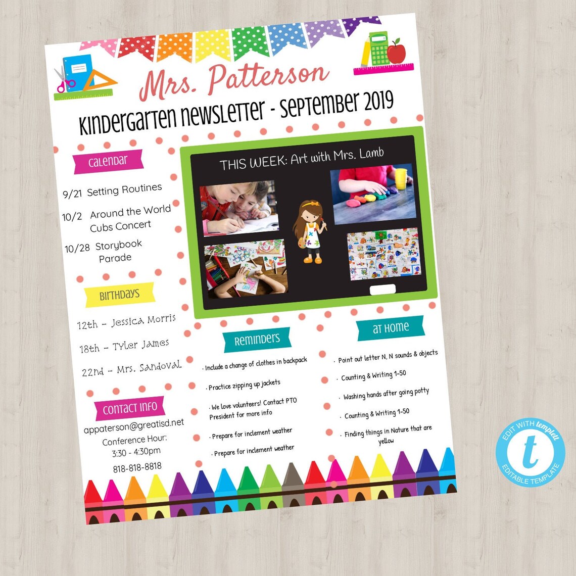 EDITABLE Teacher Newsletter Template Use Every Year Template Email ...