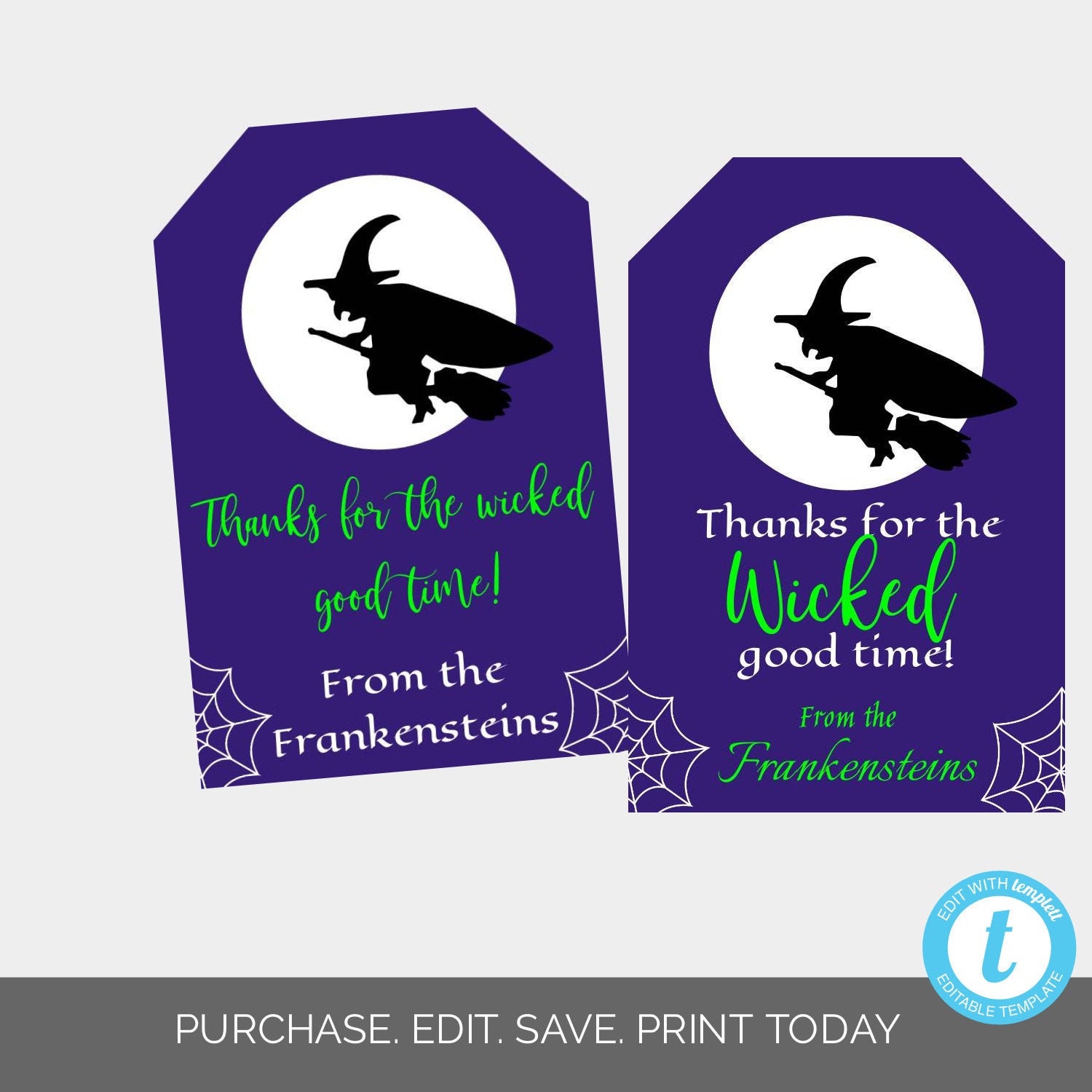 Editable Wicked Good Time Thank You Tag TEMPLATE; Witches Party Favor ...