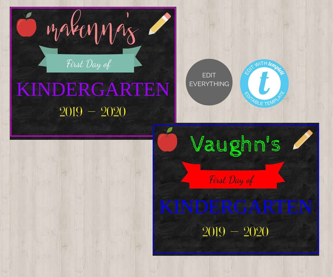 First Day of School Chalkboard PRINTABLE Sign Back to School Sign Girl ...