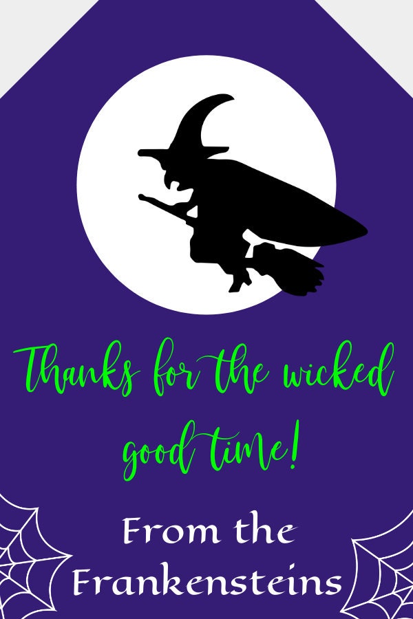 Editable Wicked Good Time Thank You Tag TEMPLATE; Witches Party Favor ...