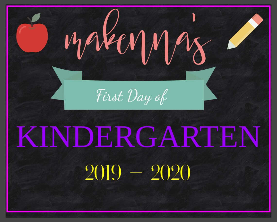 First Day of School Chalkboard PRINTABLE Sign Back to School Sign Girl ...