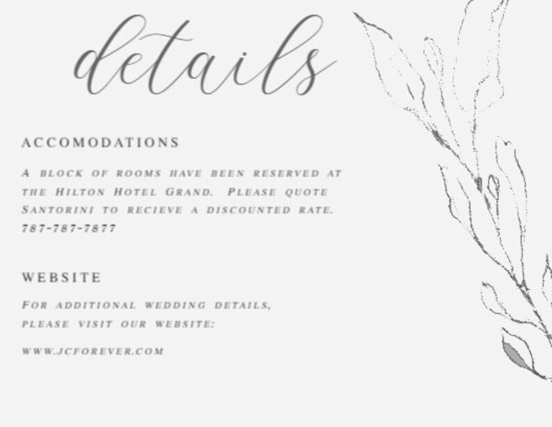 Fine Art Hand Drawn Leaf Stem Sketch Wedding Suite; Pencil Sketch Set ...