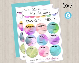 Back to School Teacher's Favorite Things Survey Teacher | Etsy