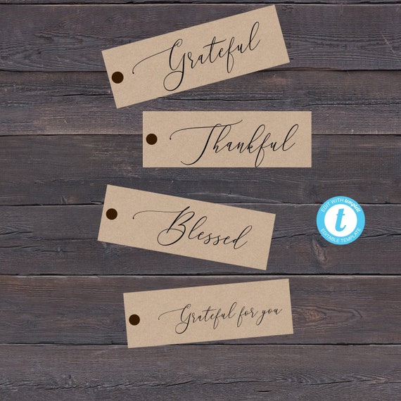 Editable Thankful Grateful Blessed Favor Tag Template 4 Fall | Etsy